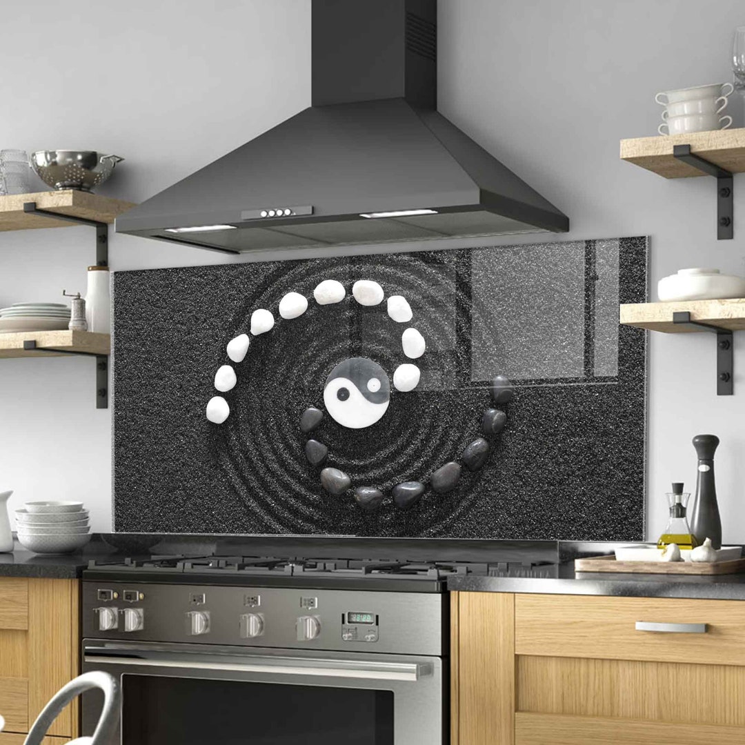 Yin Yang Kitchen Backsplash, Stove Back Cover, Tempered Glass ...
