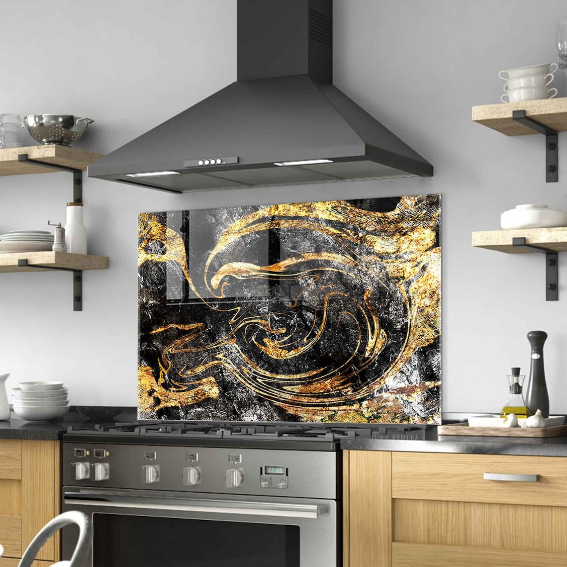 Tempered Glass Stove Backsplash Panel Stove Back Cover - Etsy