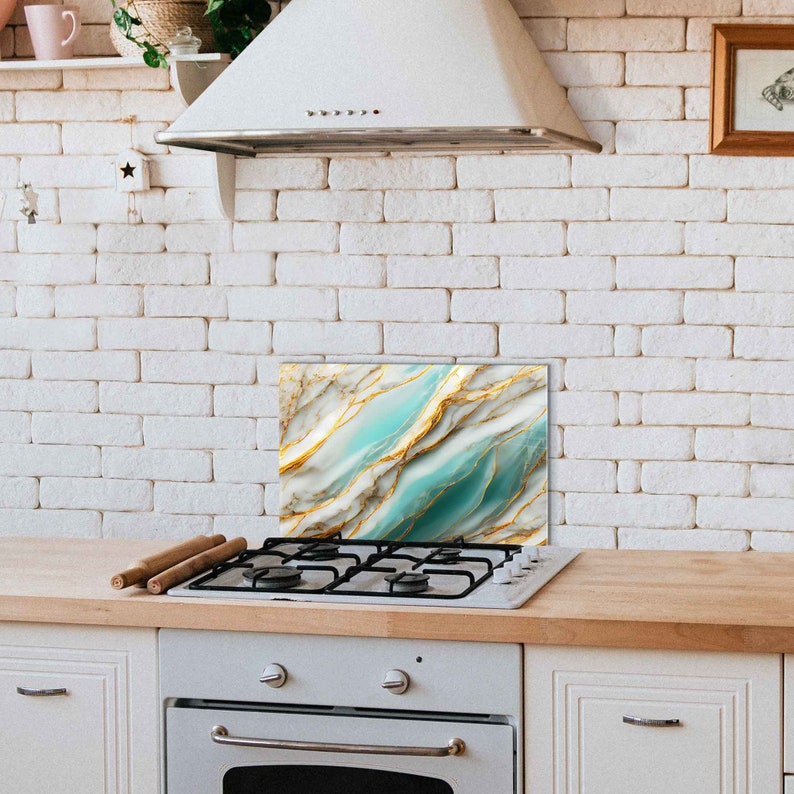 Tempered Glass Backsplash Panel Stove Back Cover Kitchen - Etsy