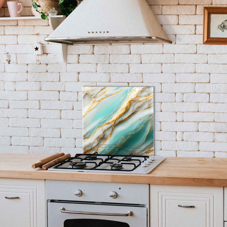 Tempered Glass Backsplash Panel Stove Back Cover Kitchen - Etsy