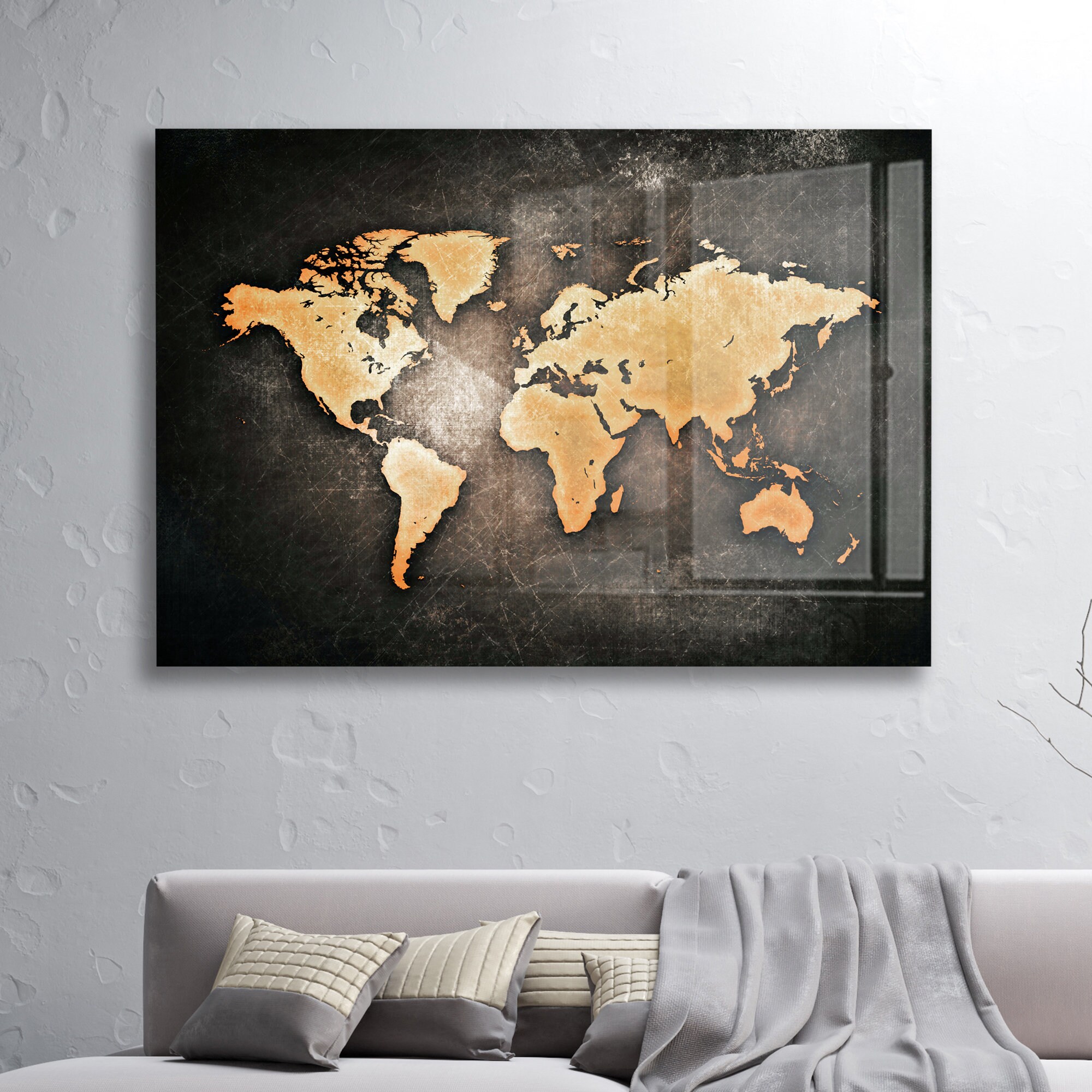 World Map Tempered Glass Wall Art Extra Large Wall Art - Etsy