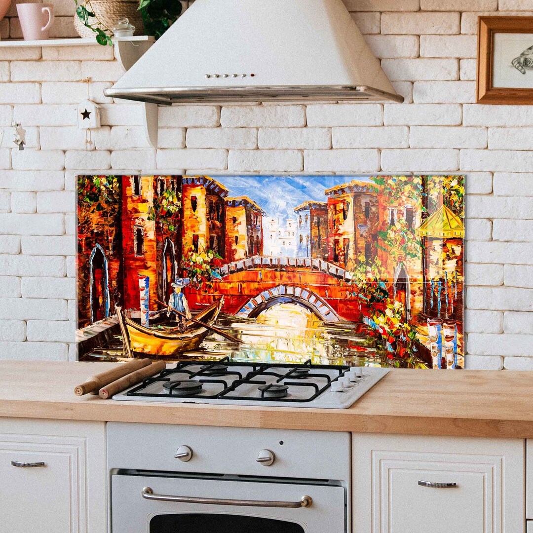 Kitchen Backsplash, Stove Back Cover, Tempered Glass Stove Backsplash ...