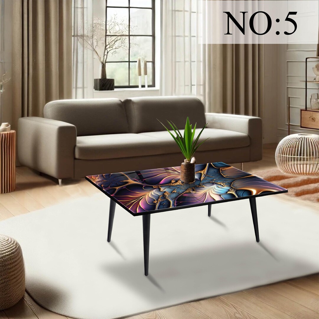 Glass Coffee Table, Asymmetrical Modern Center Table, Living Room ...