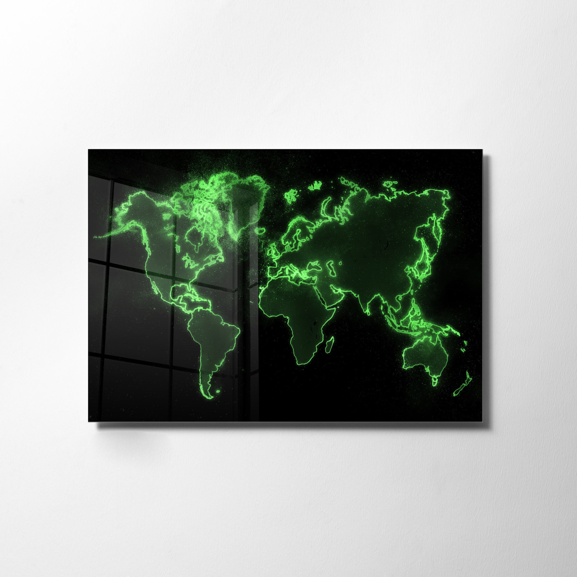 World Map Tempered Glass Wall Art Extra Large Wall Art - Etsy