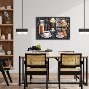 Coffee Wall Decor, Tempered Glass Wall Art, Large Wall Art, Living Room ...