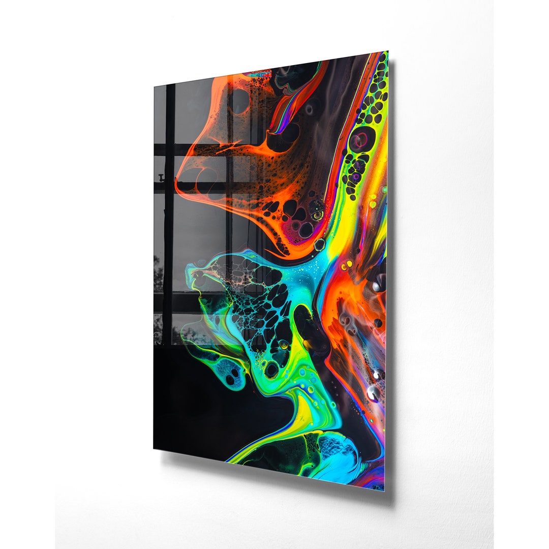 Abstract Tempered Glass Wall Art, Decor for Bedroom, Living Room Decor ...