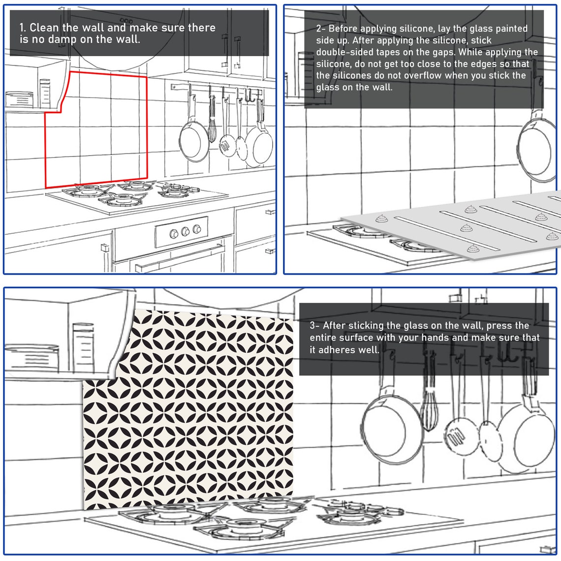 Tempered Glass Stove Backsplash Panel Stove Back Cover - Etsy