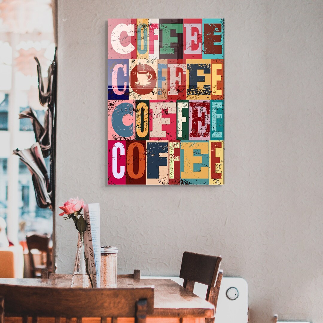 Coffee Tempered Glass Wall Art, Kitchen Decor, Extra Large Wall Art ...