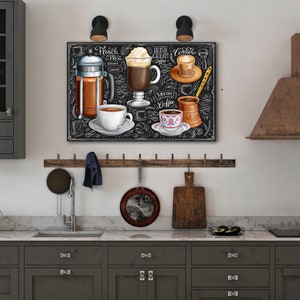 Coffee Wall Decor, Tempered Glass Wall Art, Large Wall Art, Living Room ...