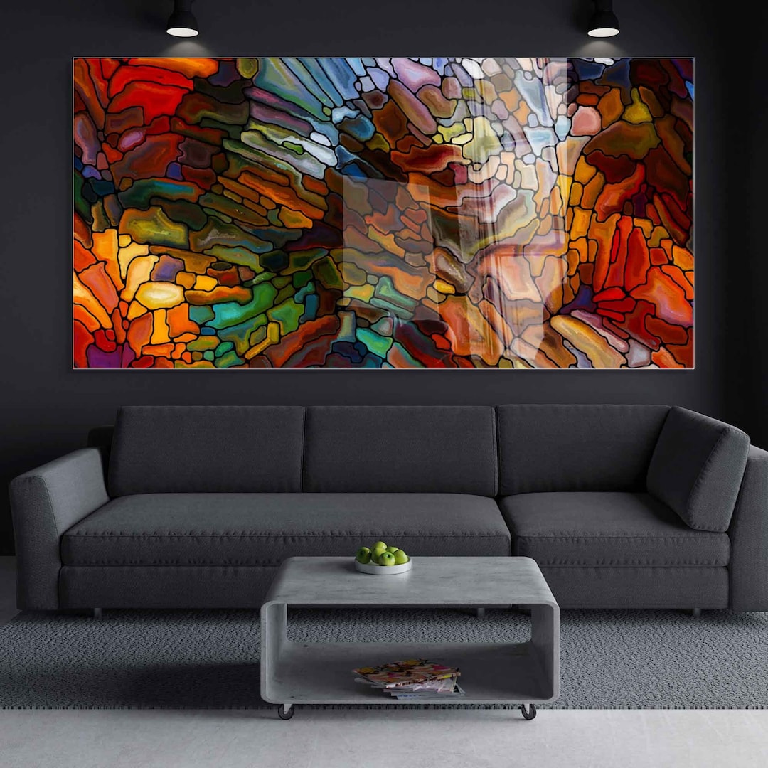 Tempered Glass Wall Art, Extra Large Wall Decor, Living Room Home Decor ...