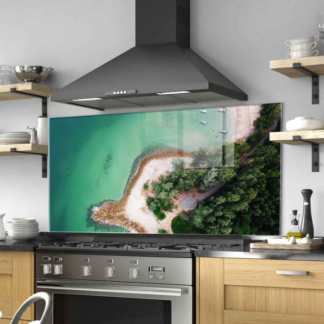 Kitchen Backsplash, Stove Back Cover, Tempered Glass Backsplash ...