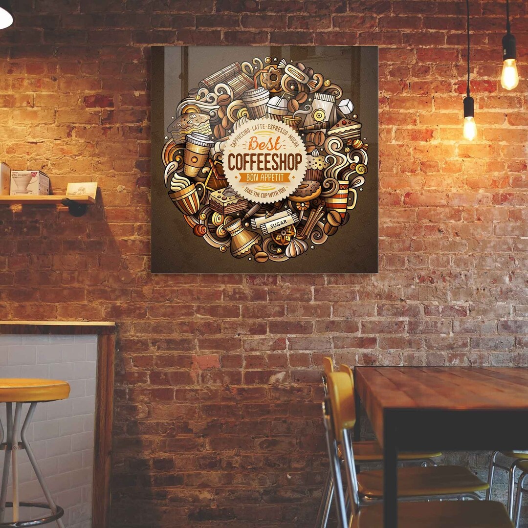 Tempered Glass Wall Art, Coffee Wall Decor, Home Decor, Wall Hanging ...
