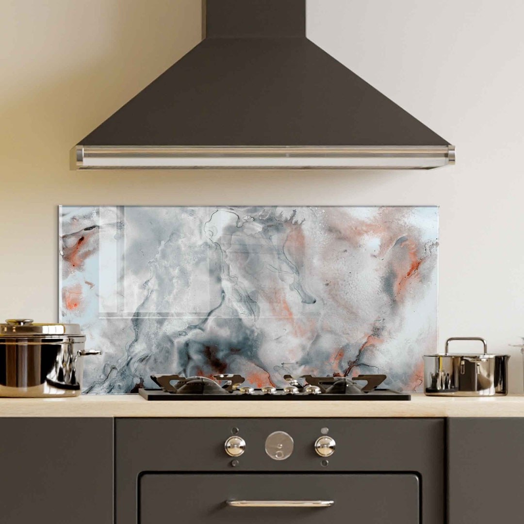 Stove Backsplash Glass Panel, Kitchen Wall Decor, Stove Top Back Cover ...