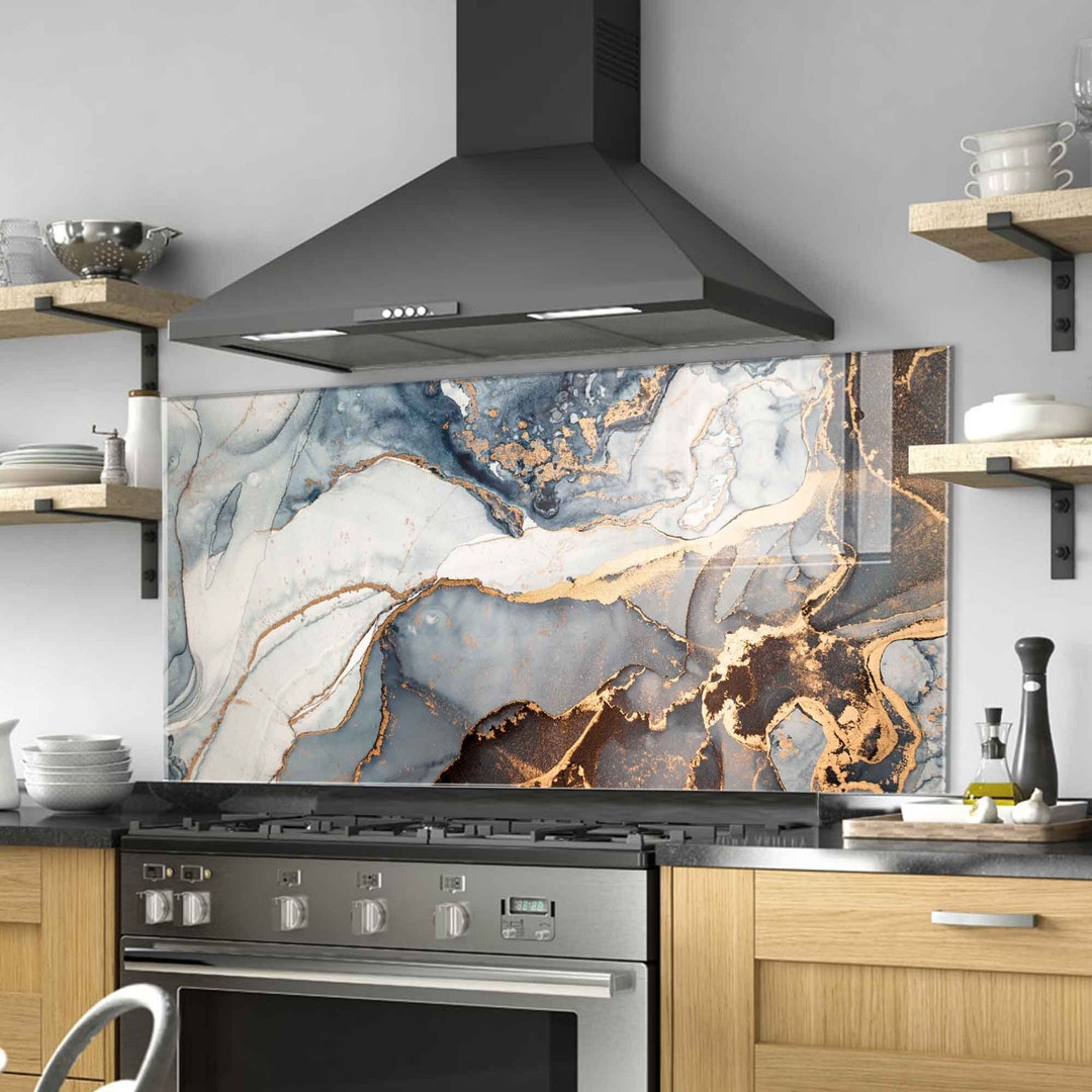 Stove Backsplash Glass Panel, Kitchen Wall Decor, Stove Top Back Cover ...