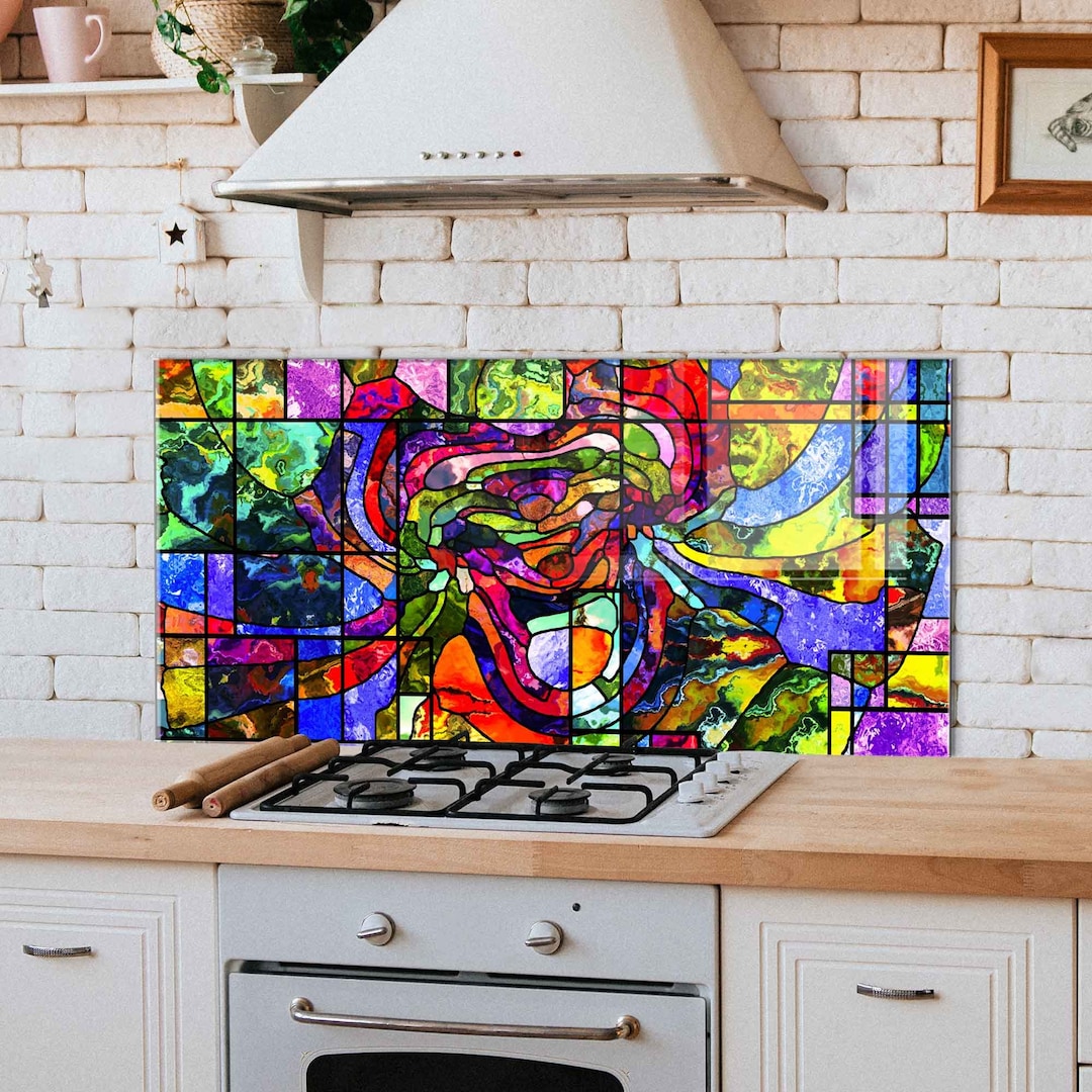 Kitchen Backsplash, Stove Back Cover, Tempered Glass Stove Backsplash ...