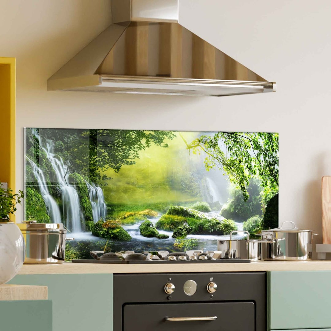 Kitchen Backsplash, Stove Back Cover, Tempered Glass Stove Backsplash ...