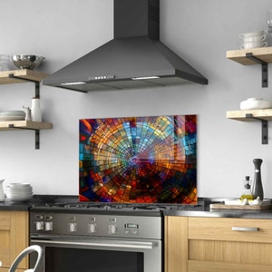 Kitchen Backsplash, Stove Back Cover, Tempered Glass Stove Backsplash ...