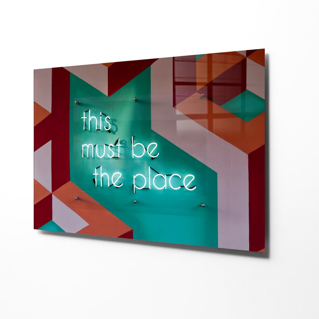 Neon Sign Tempered Glass Wall Art, Decor for Bedroom, Large Wall Art ...