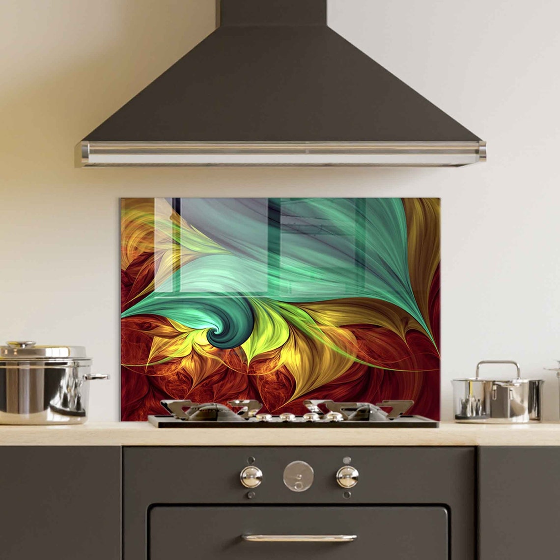 Tempered Glass Stove Backsplash Panel, Stove Back Cover, Kitchen Decor ...
