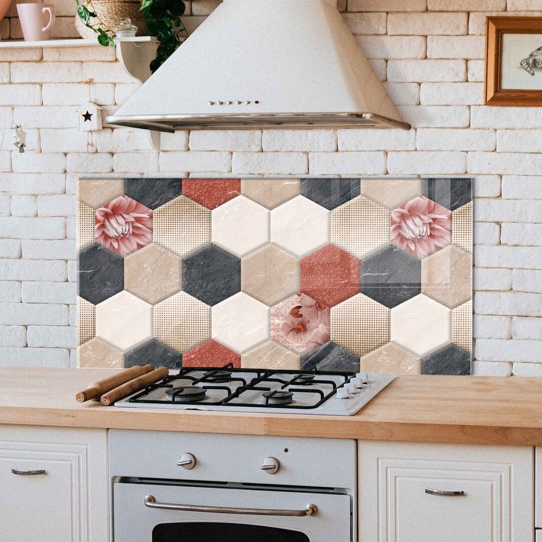 Stove Backsplash Glass Panel, Kitchen Wall Decor, Stove Top Back Cover ...