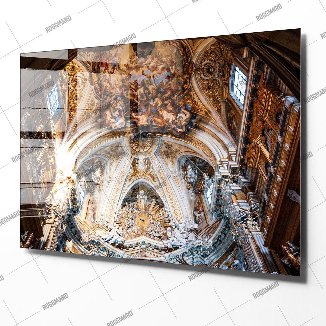 Cathedral Ceiling Tempered Glass Wall Art, Large Living Room Decor ...