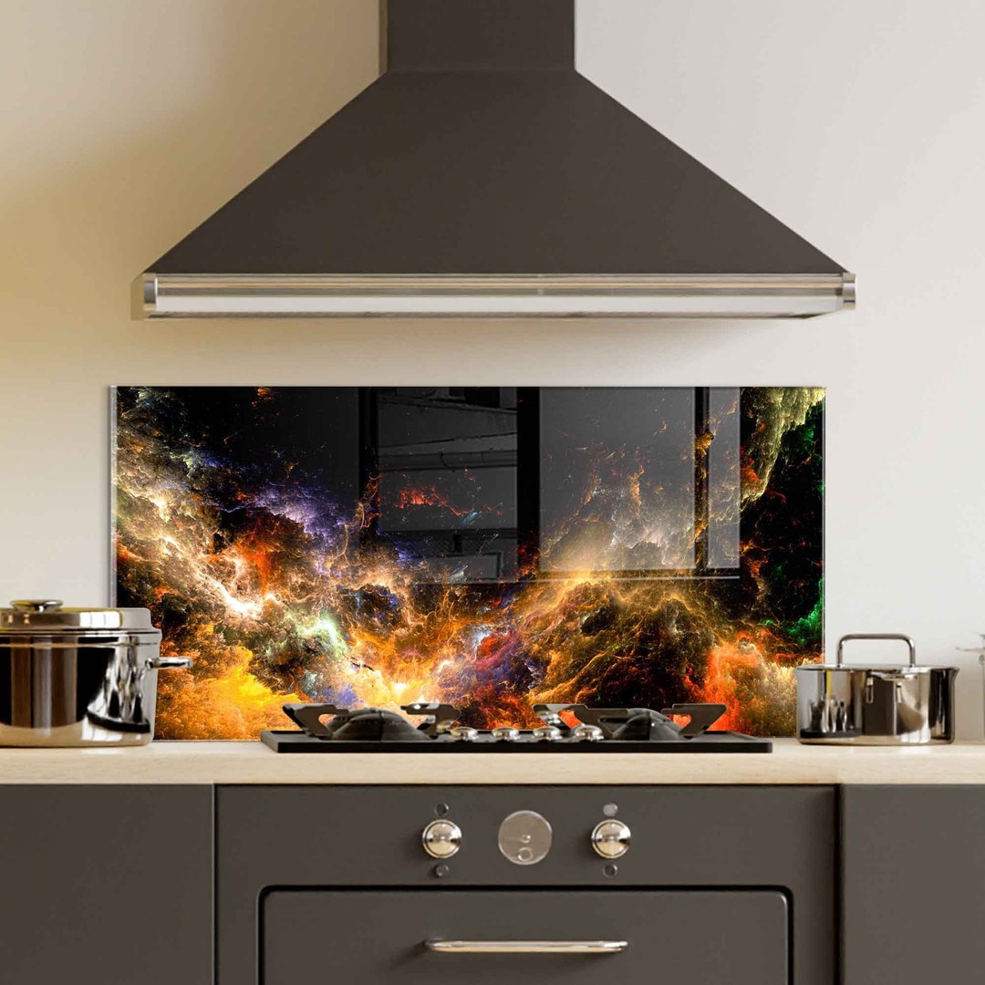 Kitchen Backsplash, Stove Back Cover, Tempered Glass Stove Backsplash ...