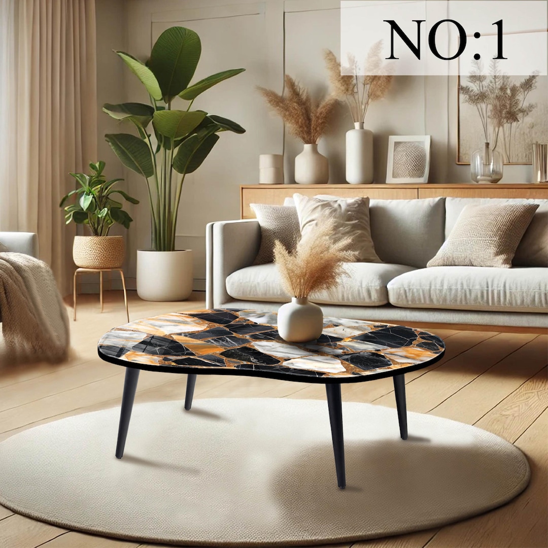 Glass Coffee Table, Asymmetrical Modern Center Table, Living Room ...