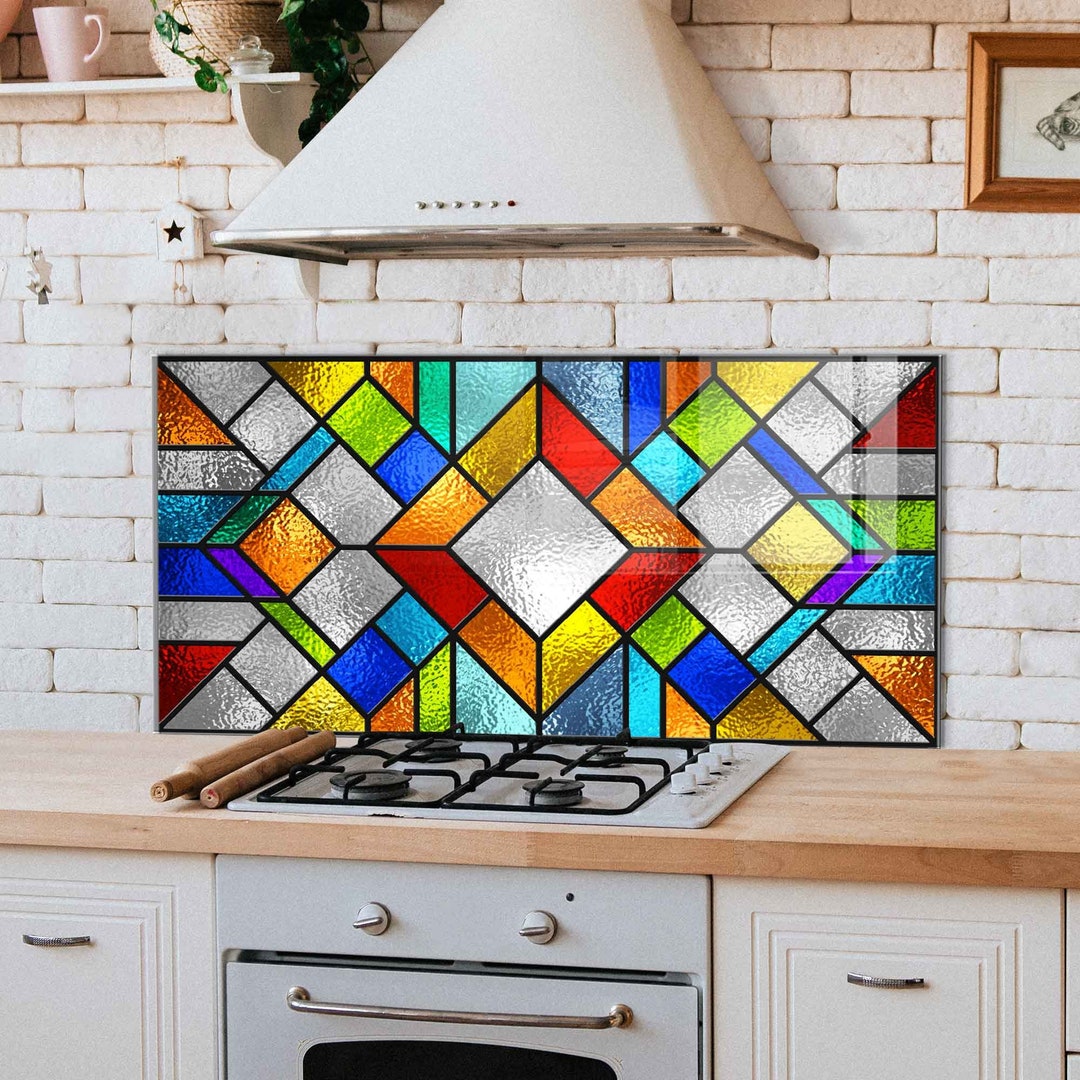 Kitchen Backsplash, Stove Back Cover, Tempered Glass Stove Backsplash ...