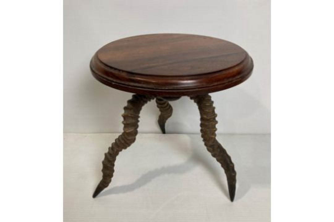 Beautiful Early 20th Century Impala Antler Side Table With Wooden Top ...
