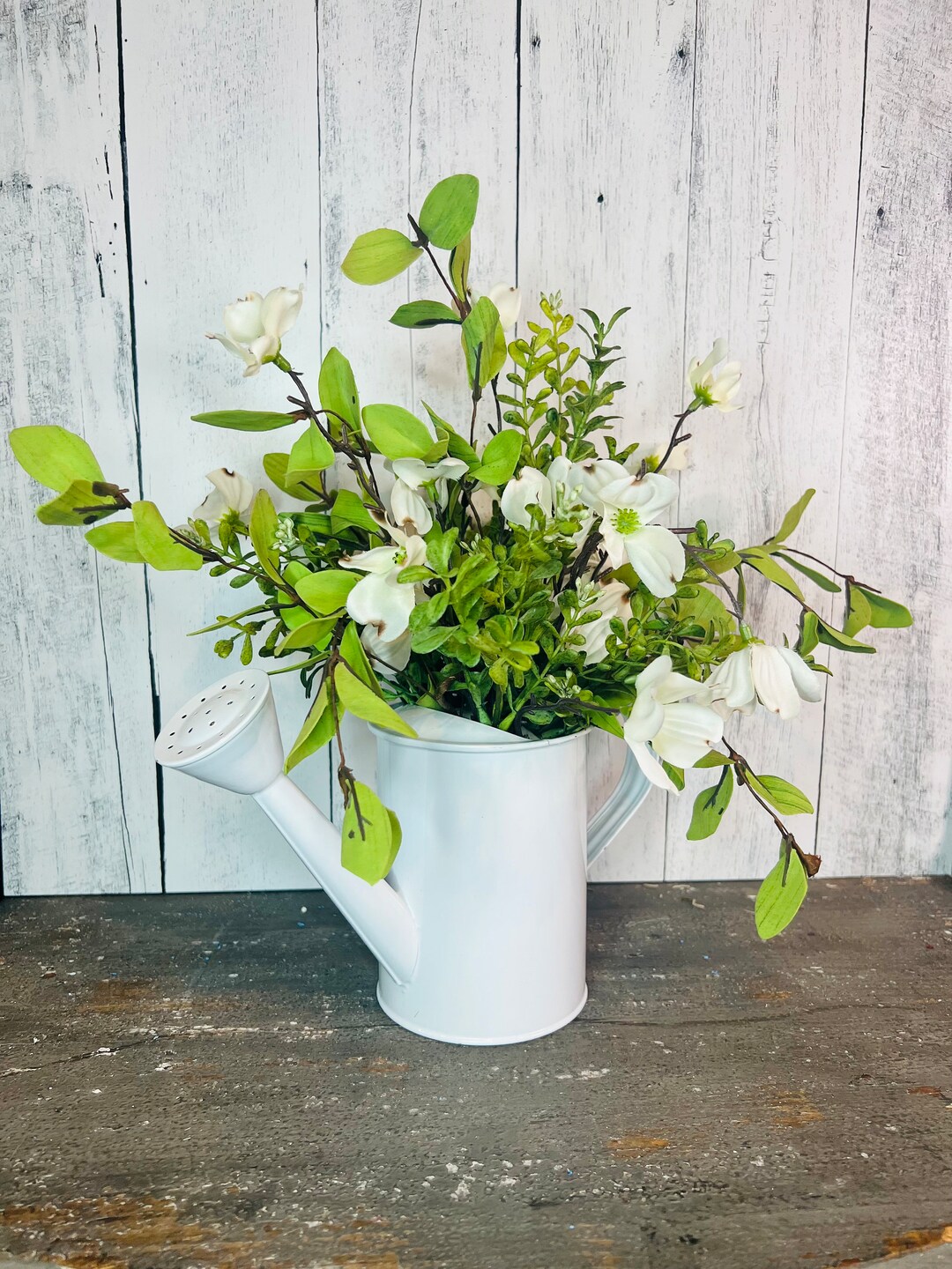 Spring Floral Table Arrangement, Farmhouse Watering Can Centerpiece ...