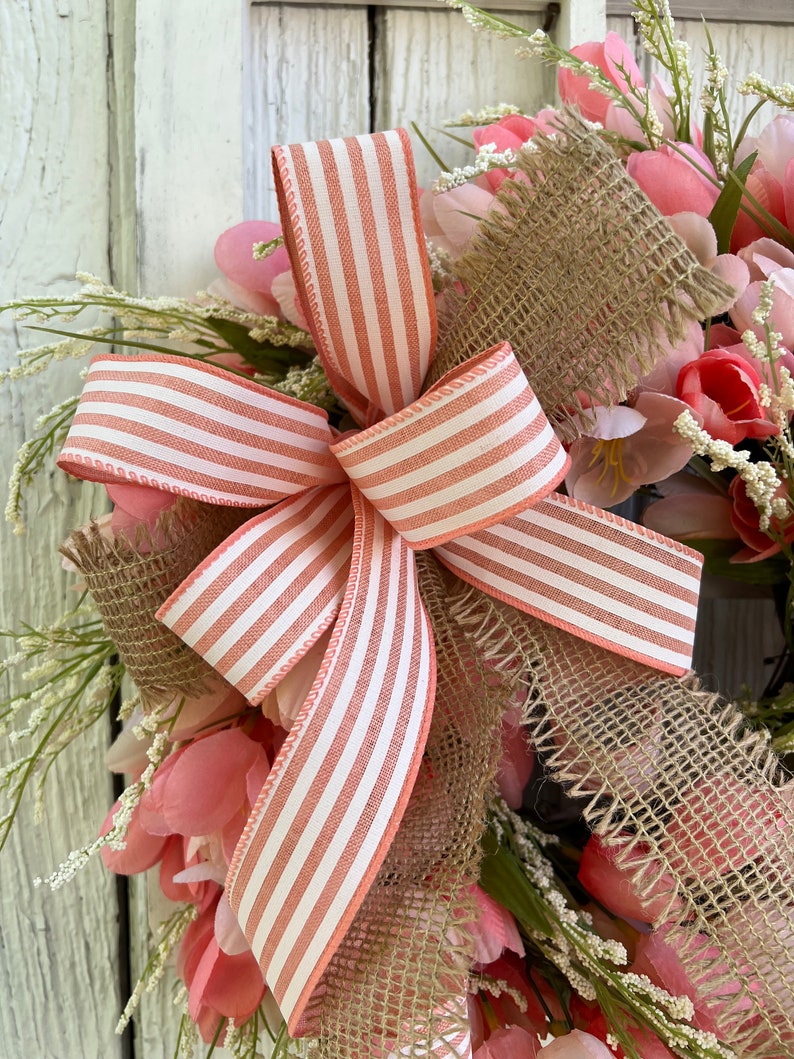 Coral Tulip Farmhouse Spring Wreath Wall Decor, Farmhouse Window Pane ...