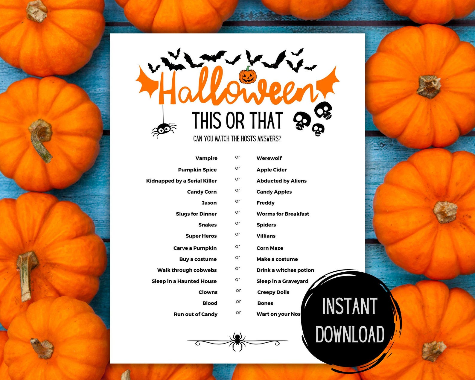 Halloween This or That Game: Printable Party Activity (PDF Download) - Etsy