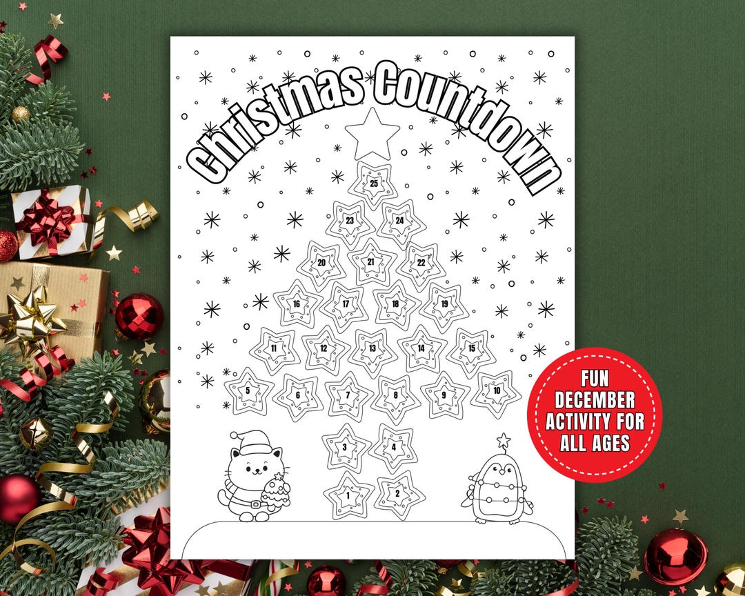 Christmas Cookie Countdown Coloring Page: Fun Family Advent Activity ...