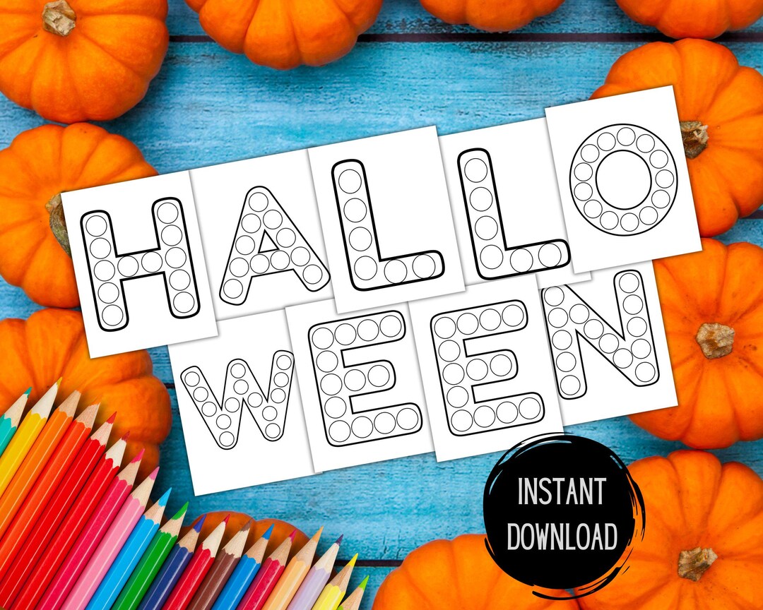 Halloween Kids Bubble Letters Coloring Pages, Halloween Activity, Cute ...