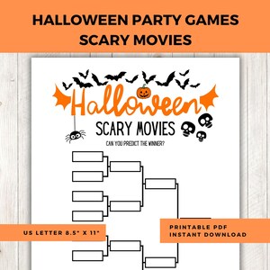 Halloween Scary Movie Bracket Game: Printable Party Activity (PDF ...