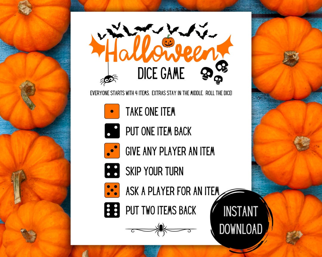 Halloween Dice Game: Printable Party Activity for All Ages (PDF ...