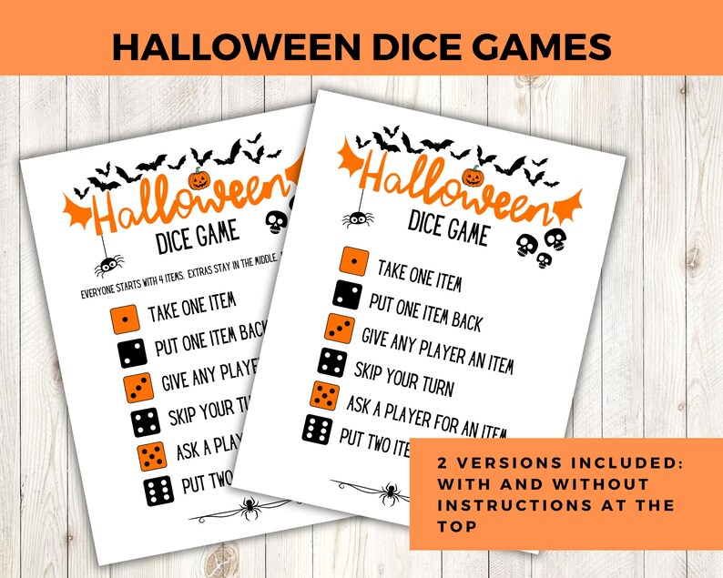 Halloween Dice Game: Printable Party Activity for All Ages (PDF ...