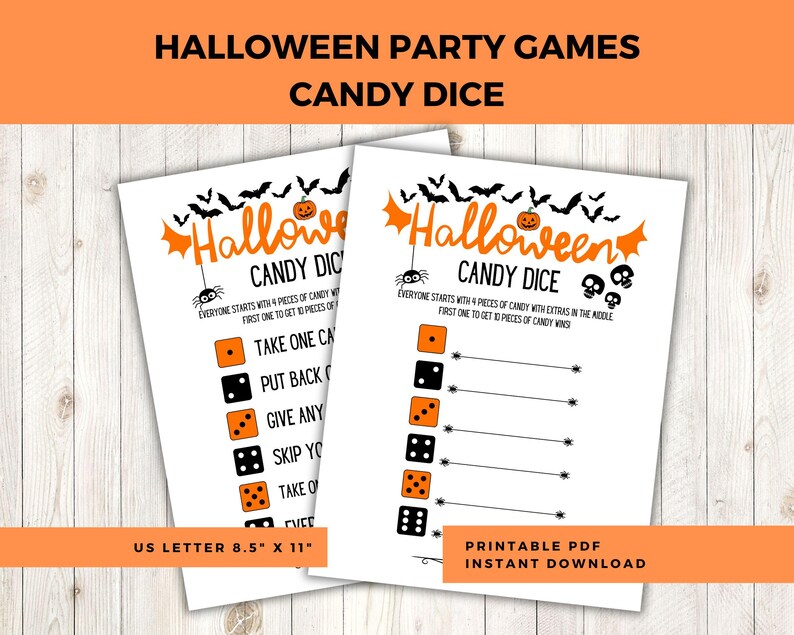 Halloween Candy Dice Game: Printable Party Activity (PDF Download) - Etsy