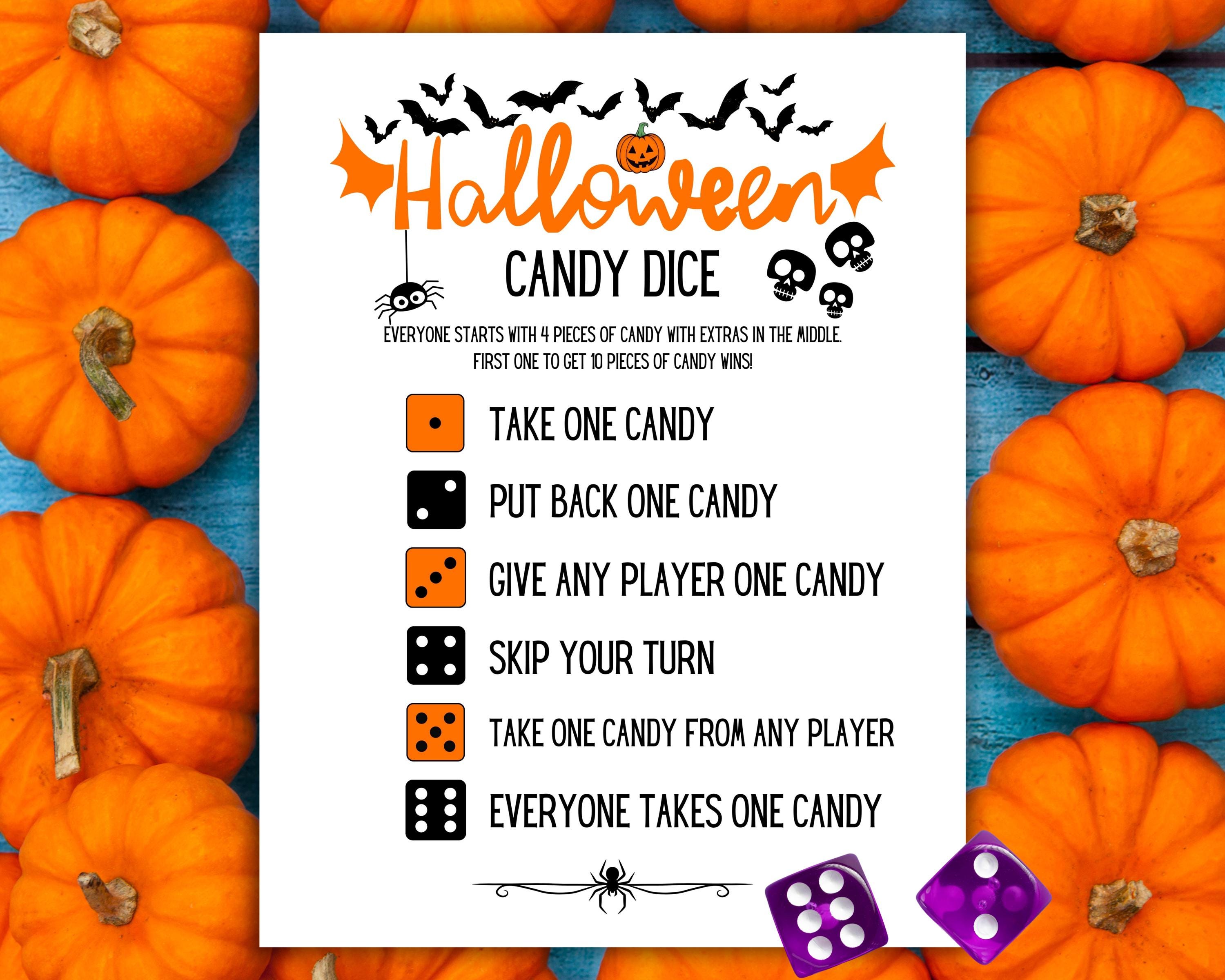 Halloween Candy Dice Game: Printable Party Activity, US Letter Size, A4 ...