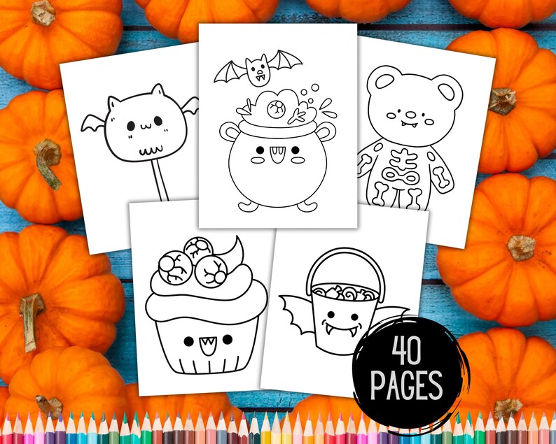 Halloween Kids 40 Coloring Pages, Cute Coloring, Halloween Activity ...