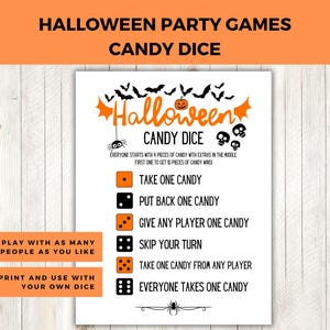 Halloween Game Candy Dice, Halloween Party Games, Family Game Night ...