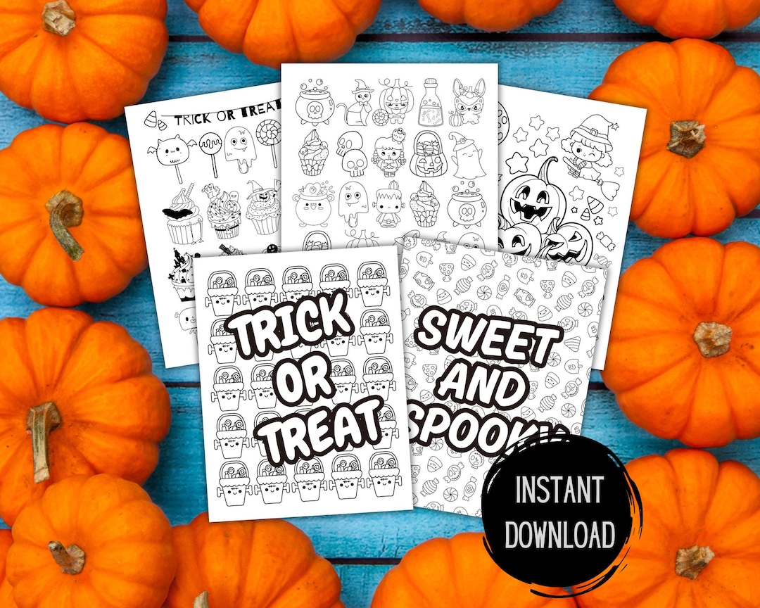 Halloween Kids Coloring Pages: Spooky Season Activity (PDF) - Etsy