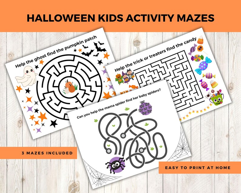 Kids Halloween Mazes, Kids Activity Sheet, School Classroom Games ...
