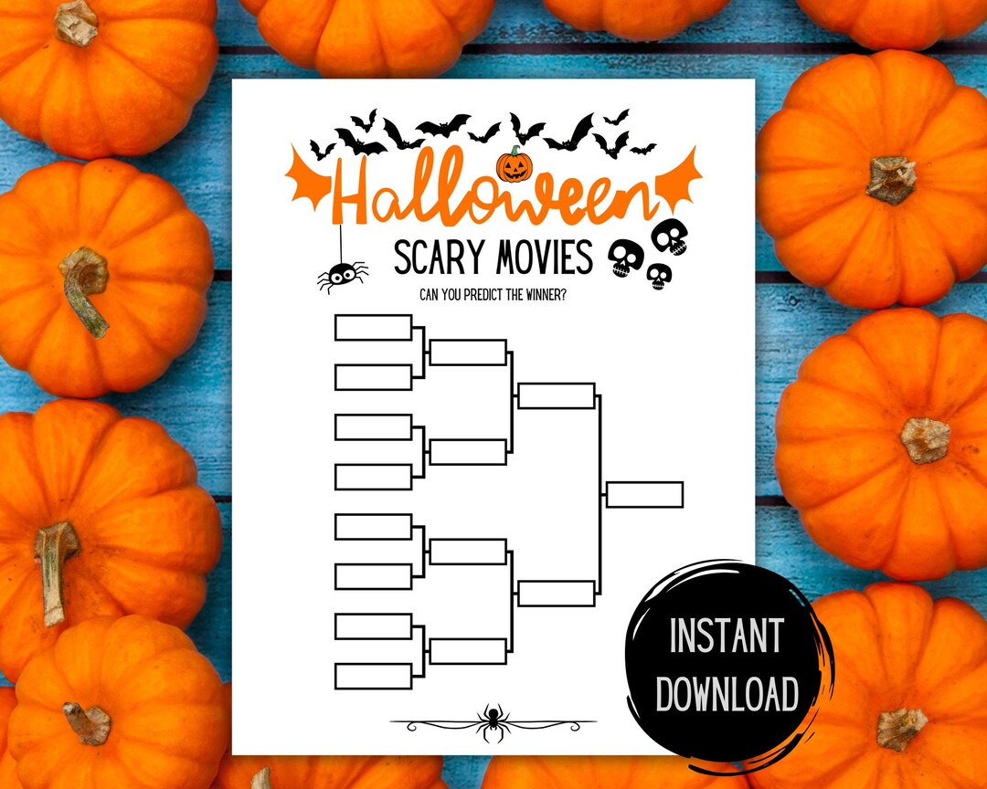 Halloween Scary Movie Bracket Game: Printable Party Activity (PDF ...