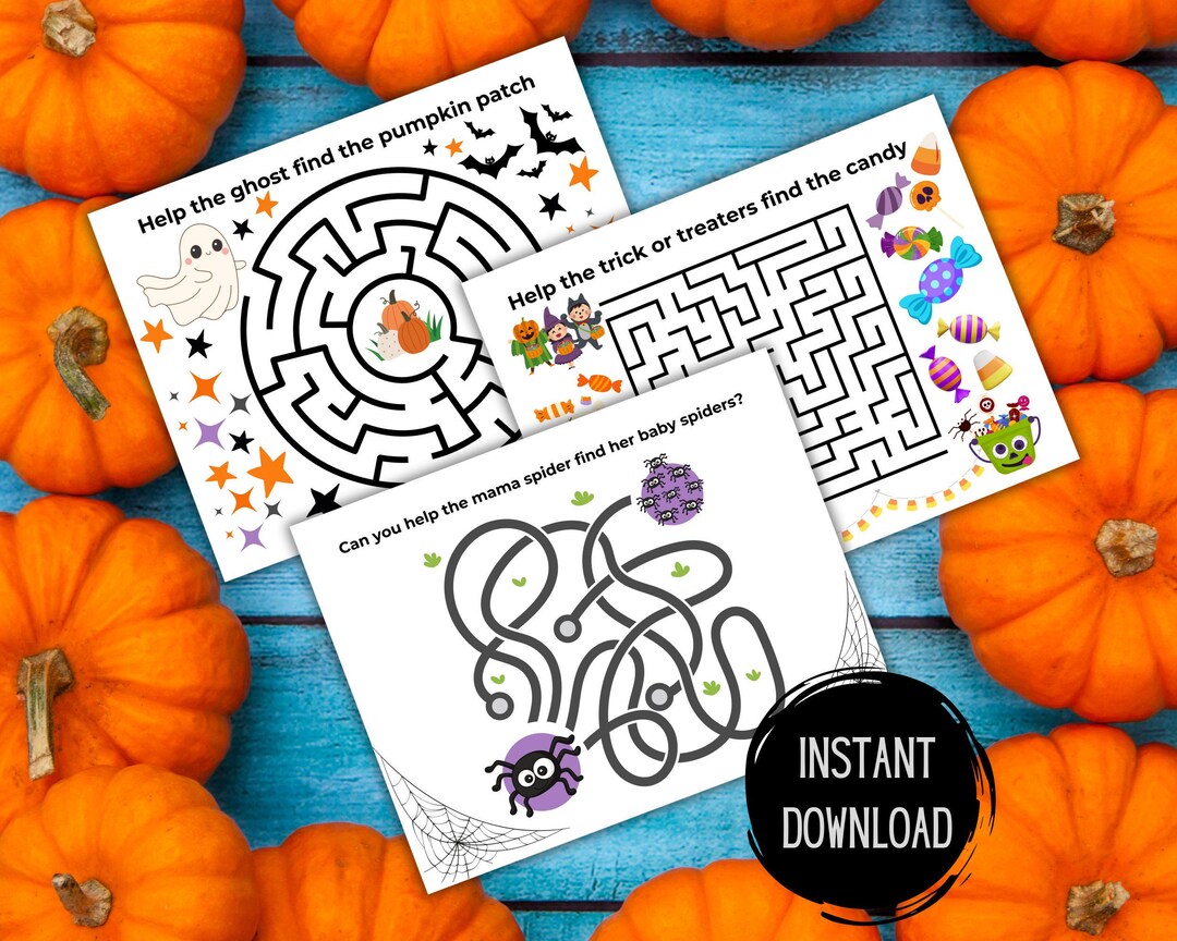 Kids Halloween Mazes, Kids Activity Sheet, School Classroom Games ...