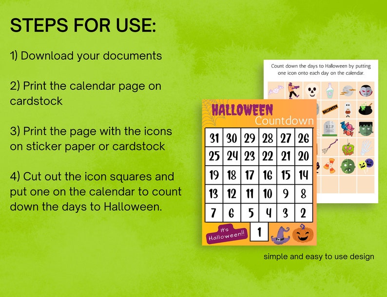 Printable Halloween Countdown - INSTANT DOWNLOAD - Halloween Advent ...