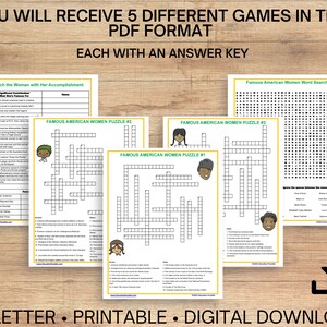 Famous American Women Puzzles and Games - 76 Different Women Included ...