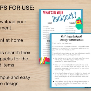 Backpack Scavenger Hunt - Printable Games - Fun Activity for Kids ...