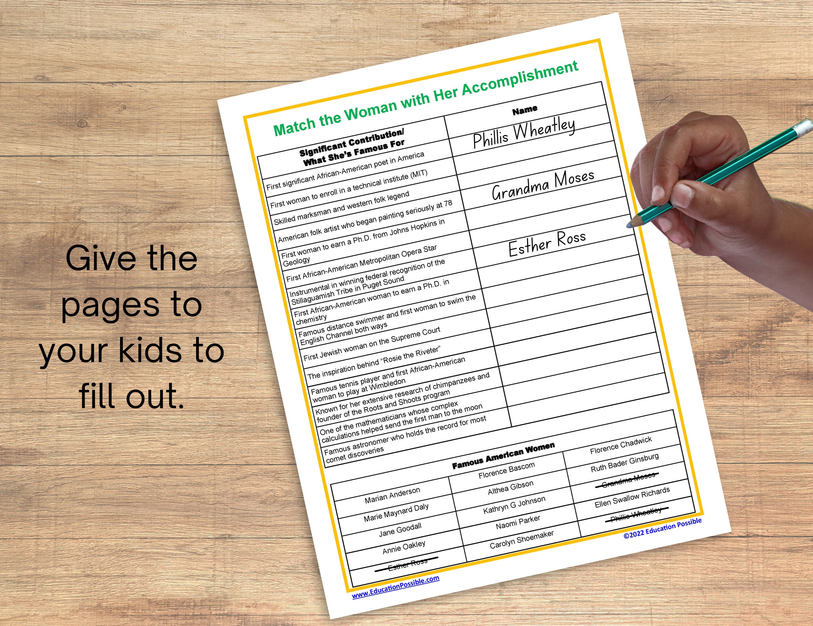 Famous American Women Puzzles and Games - 76 Different Women Included ...