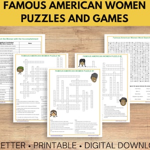 Famous American Women Puzzles and Games - 76 Different Women Included ...